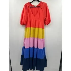 entro | Dresses | Entro Rainbow Colorblock Maxi Dress Size Med Boho ...